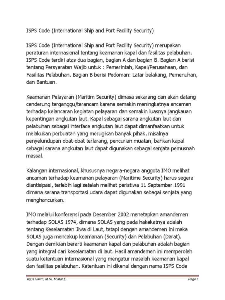 Penerapan ISPS Code di Indonesia | PDF