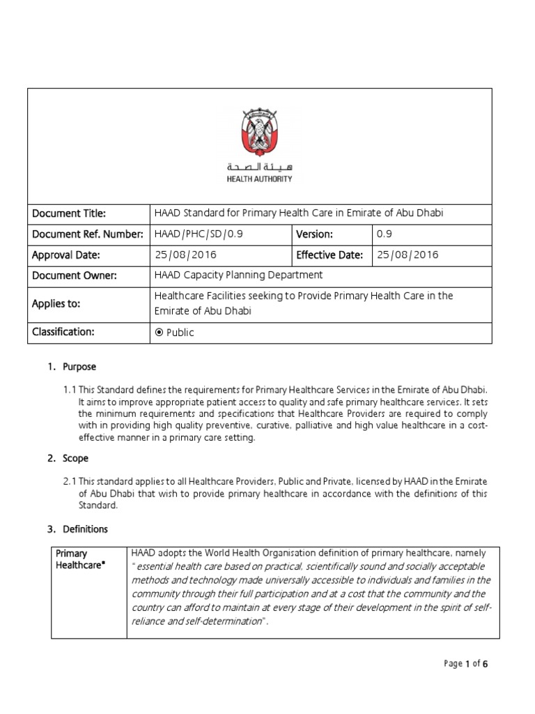 Haad Standards Family Med | PDF | Primary Care | Health Care