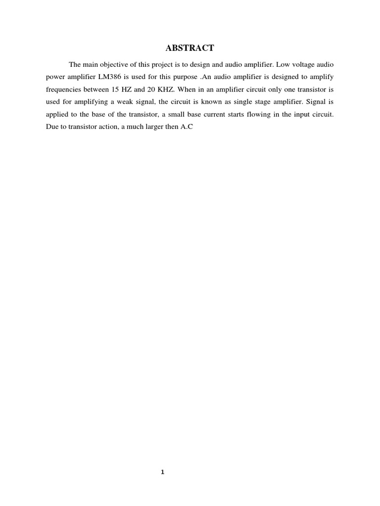 Mini Audio Amplifier Project Report | PDF | Capacitor | Amplifier