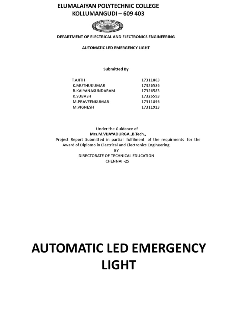 Automatic LED Emergency Light Project | PDF | Filter (Signal Processing ...