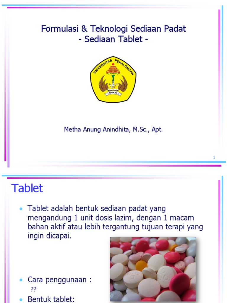 Sediaan Tablet - Tipe Dan Cara Penggunaan | PDF