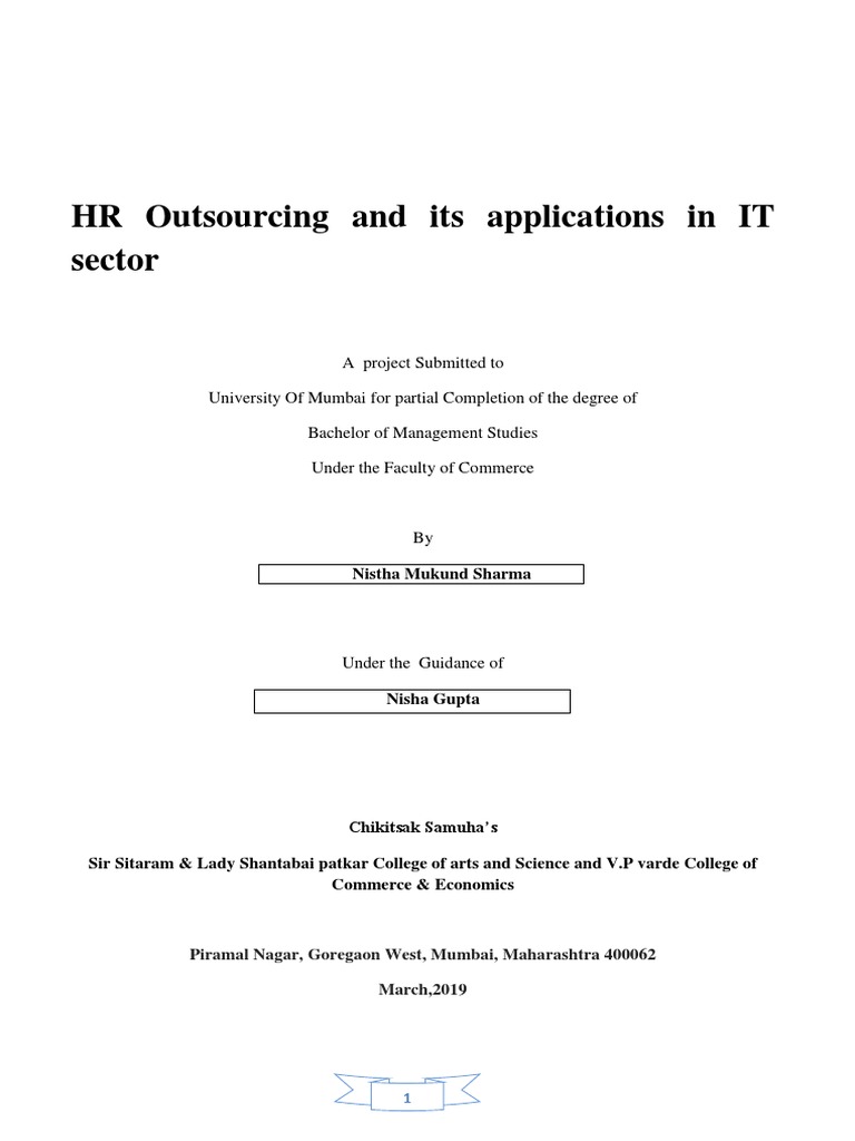 Nistha Sharma Final Research | PDF | Outsourcing | Human Resource ...