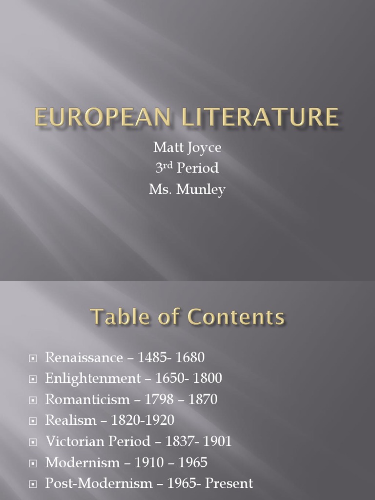 European History Literature | PDF | Romanticism