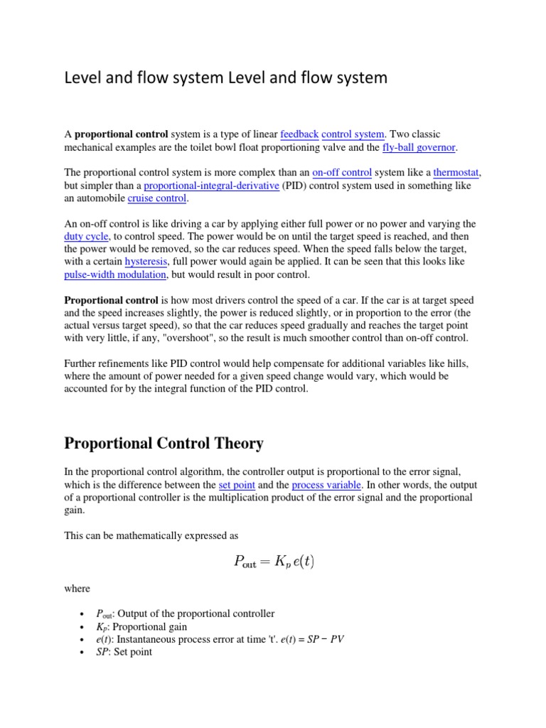 Level and Flow System | PDF | Control System | Control Theory