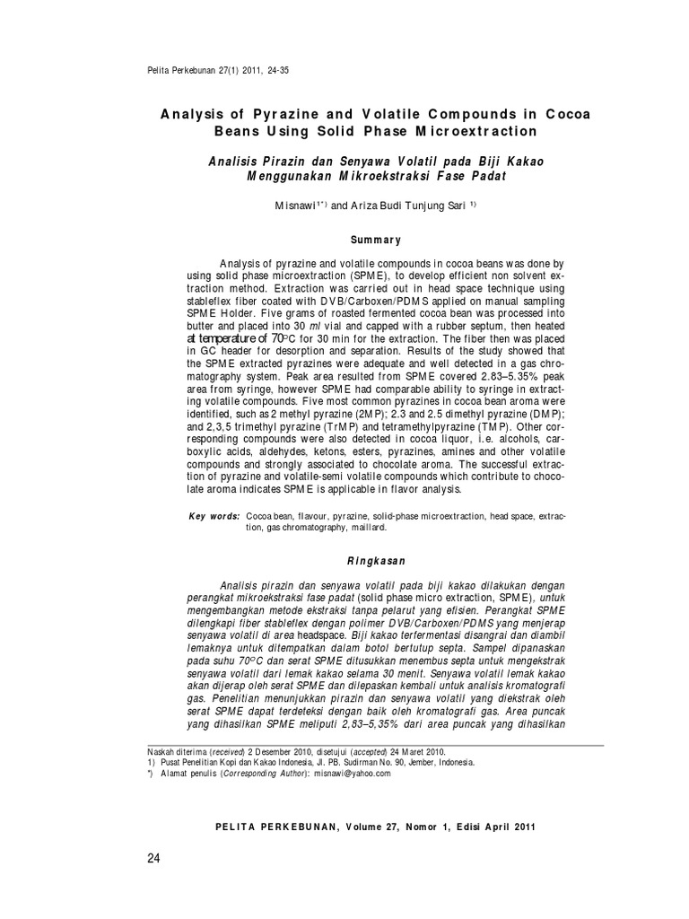Cocoa Bean Pyrazine Analysis via SPME | PDF | Gas Chromatography ...
