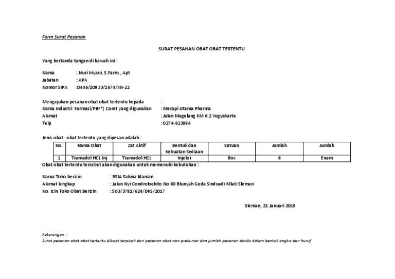 Form Surat Pesanan | PDF