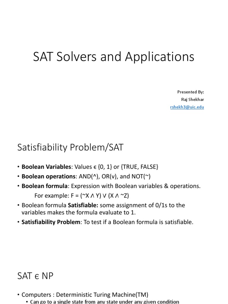 SAT Solvers and Applications | PDF | Computational Complexity Theory ...
