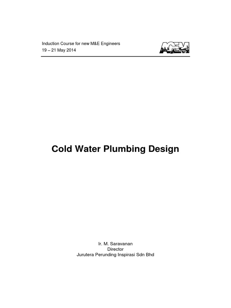 Cold Water Plumbing Design Notes | PDF | Plumbing | Pipe (Fluid Conveyance)