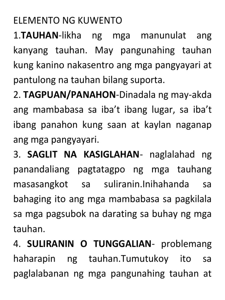 Elemento NG Kuwento | PDF