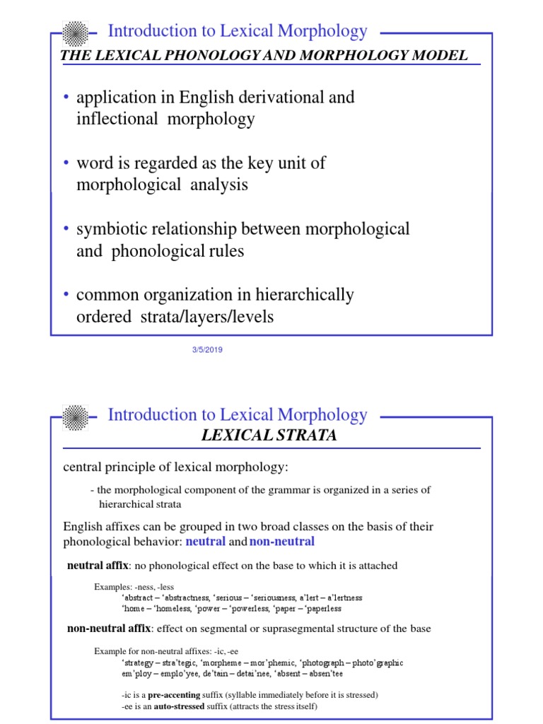 Lexical Morphology 1 | PDF | Morphology (Linguistics) | Lexicon
