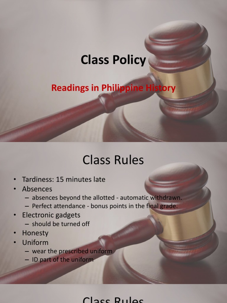 Class Policy: Readings in Philippine History | PDF | Behavior ...