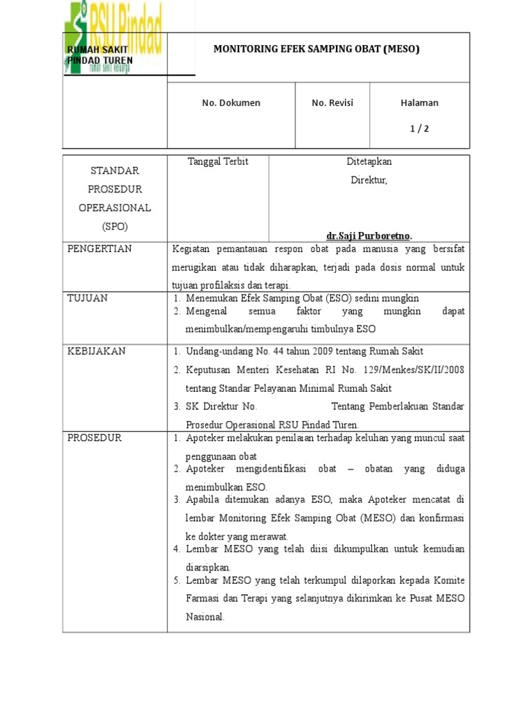 Spo Monitoring Efek Samping Obat (Meso) | PDF | Sains & Matematika