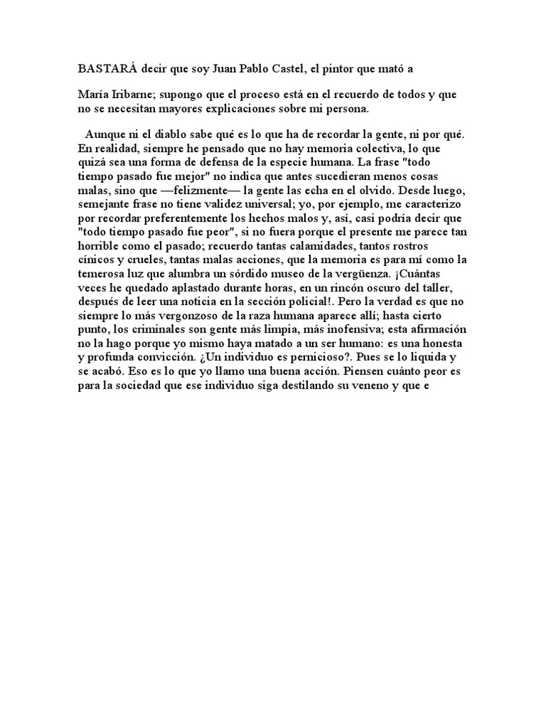 BASTARÁ Decir Que Soy Juan Pablo Castel | PDF
