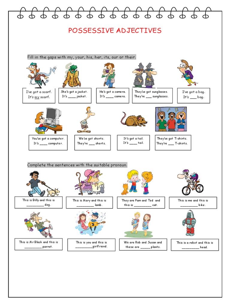 Possessive Adjectives: Fill in The Gaps With My, Your, His, Her, Its ...