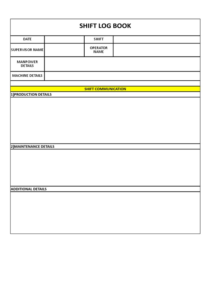 Shift Log Book Format | PDF