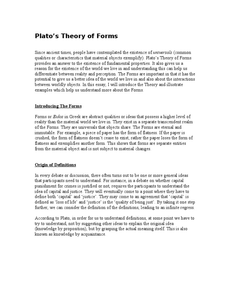 Theory of Forms | PDF | Kilogram | Idea