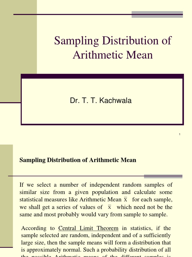 Sampling Distribution of Mean | PDF | Mean | Standard Error