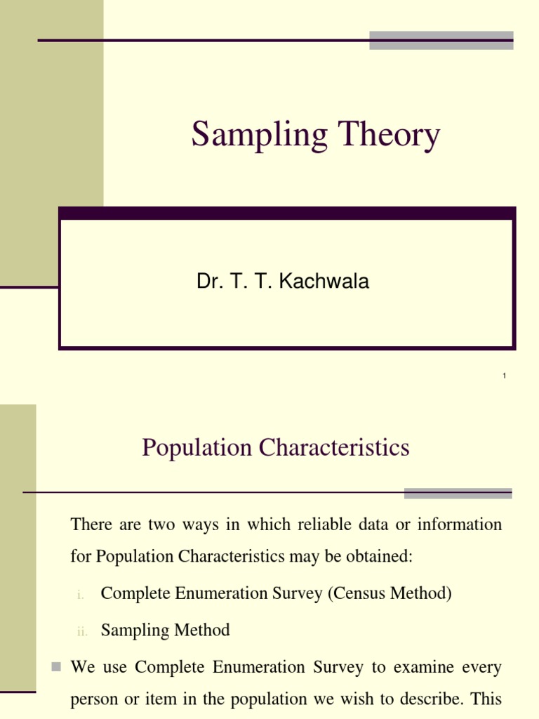 Sampling Theory: Dr. T. T. Kachwala | Download Free PDF | Sampling ...