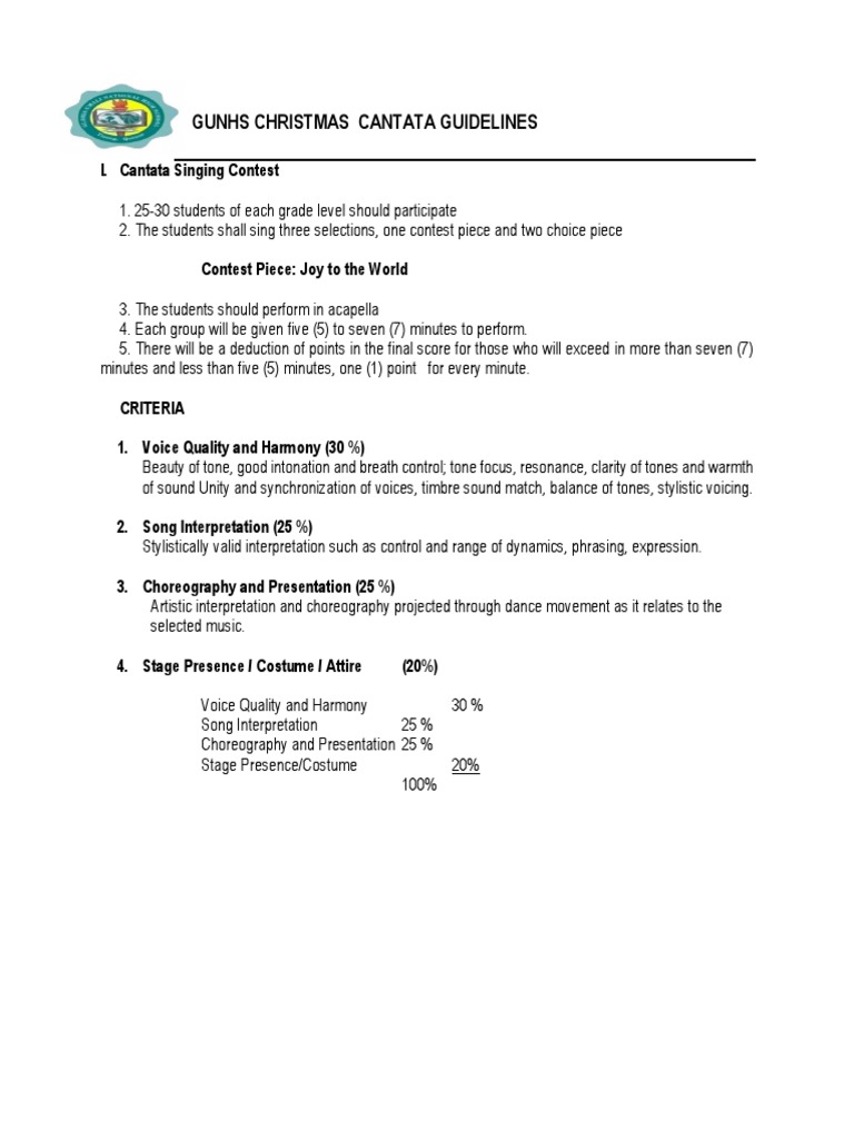 Cantata Guidelines | PDF