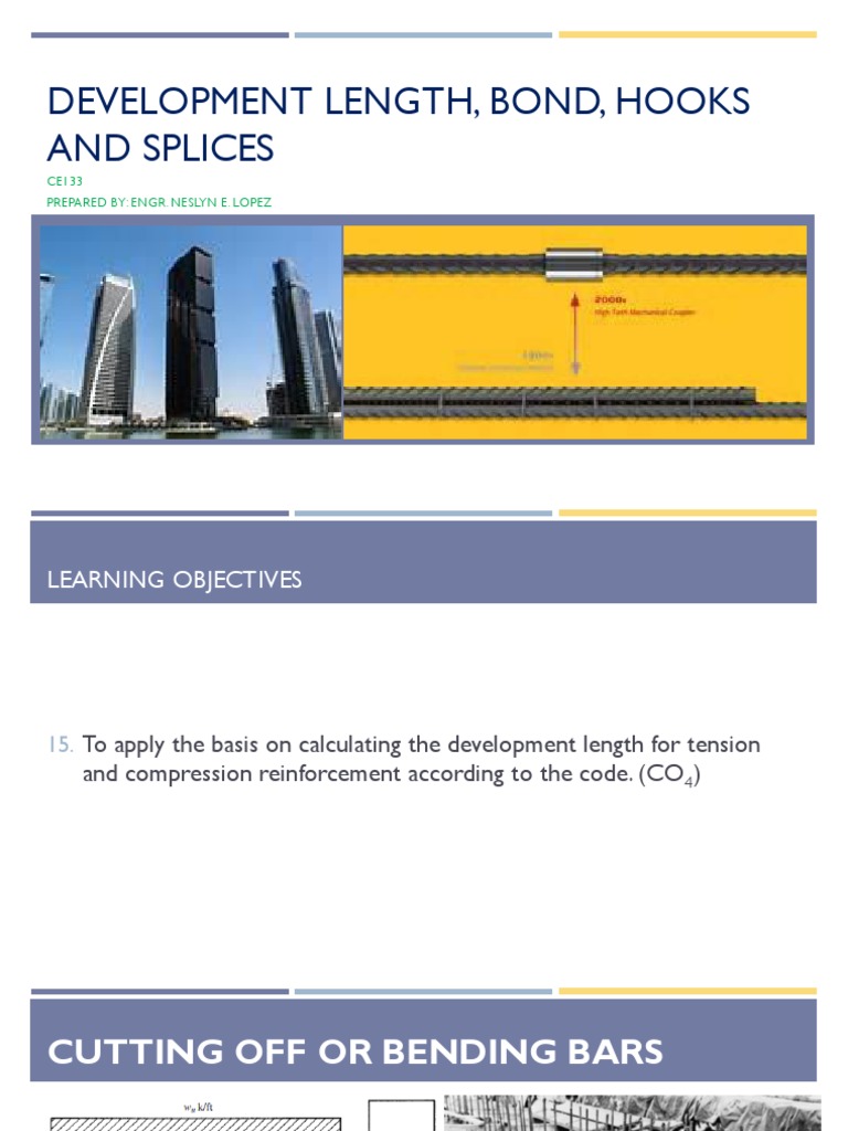 9 - Bond, Development Length, Hooks and Splices | PDF