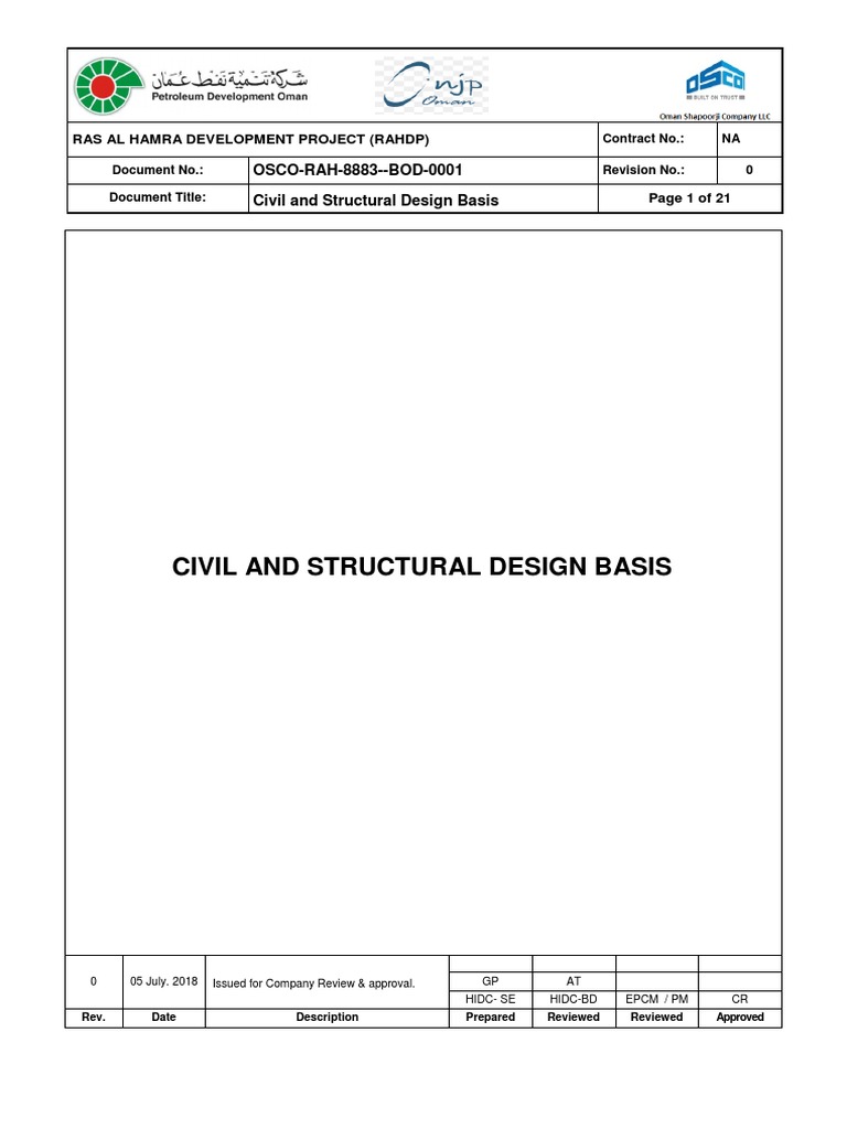 Civil & Structural Design Basis | PDF | Structural Load | Specification ...