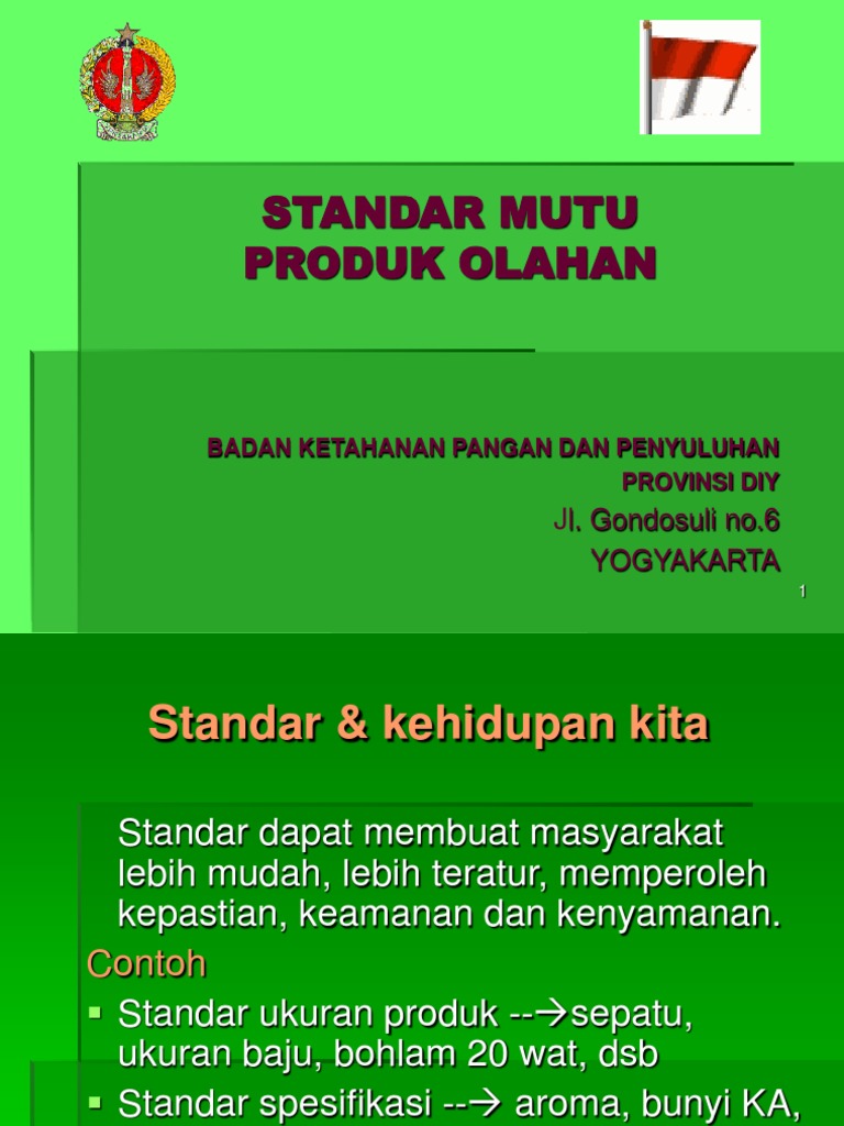 Kuliah 6 Standar Mutu Pangan | PDF