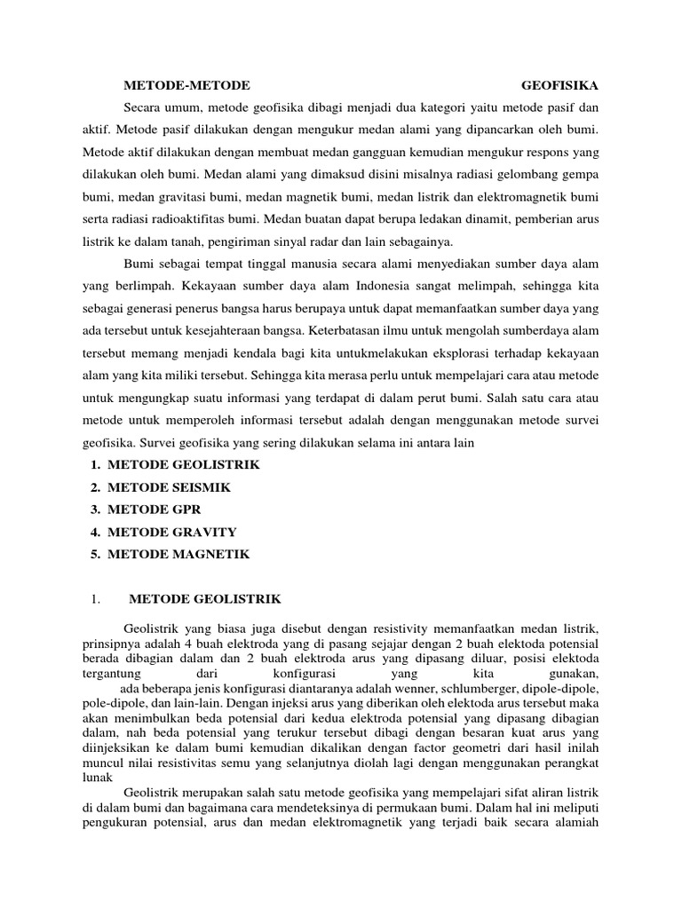 METODE Geofisika Aktif Dan Pasif | PDF