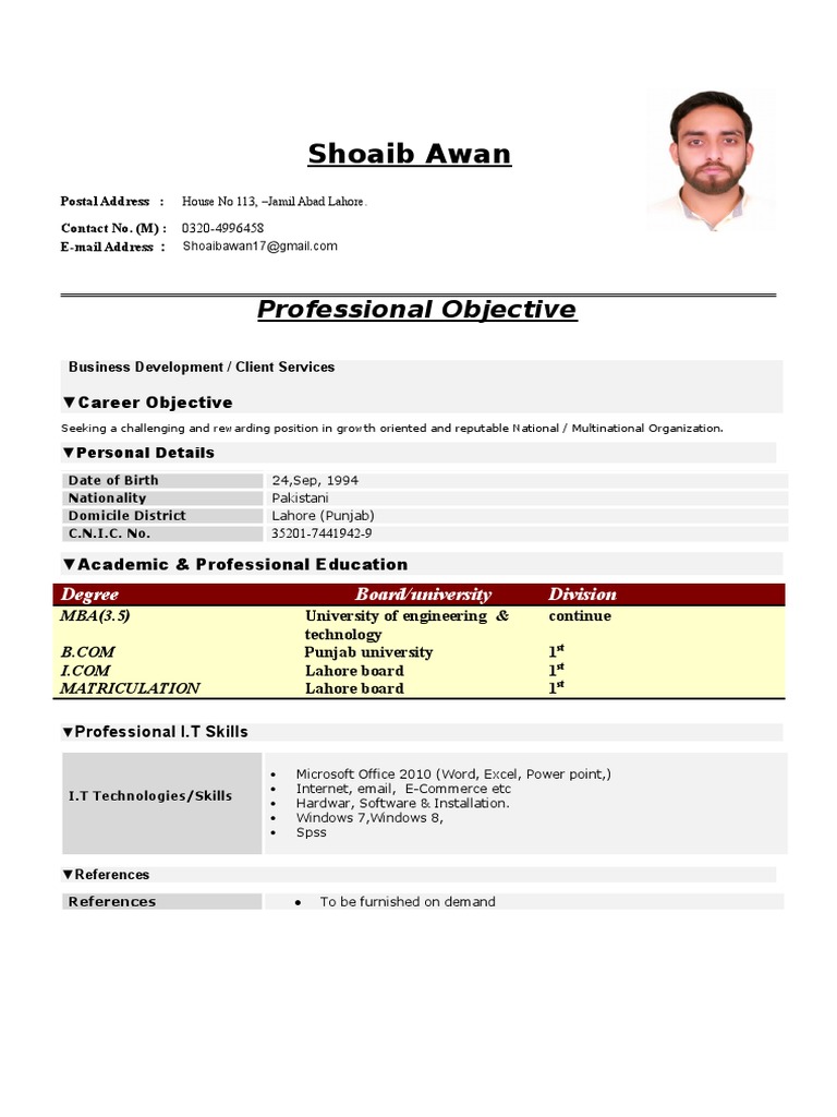 Shoaib CV | PDF