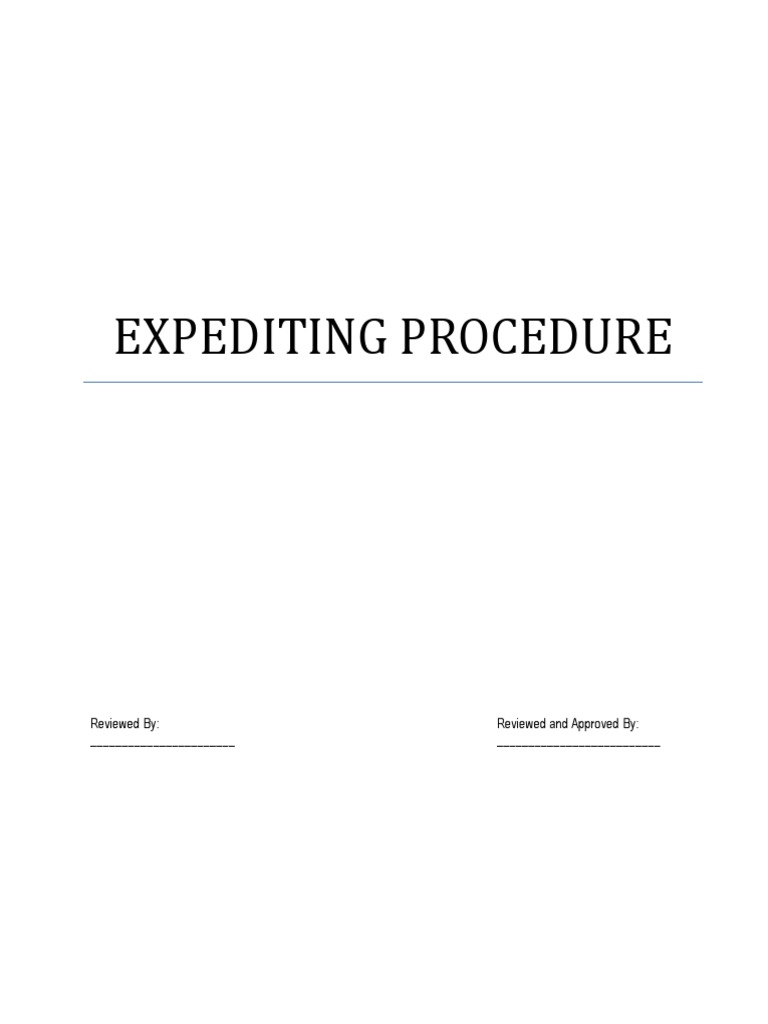 Expediting Procedure | PDF | Specification (Technical Standard) | Business