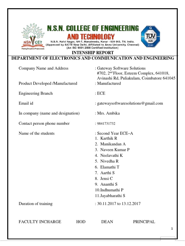 Intenship Report Department of Electronics and Commiunication and ...