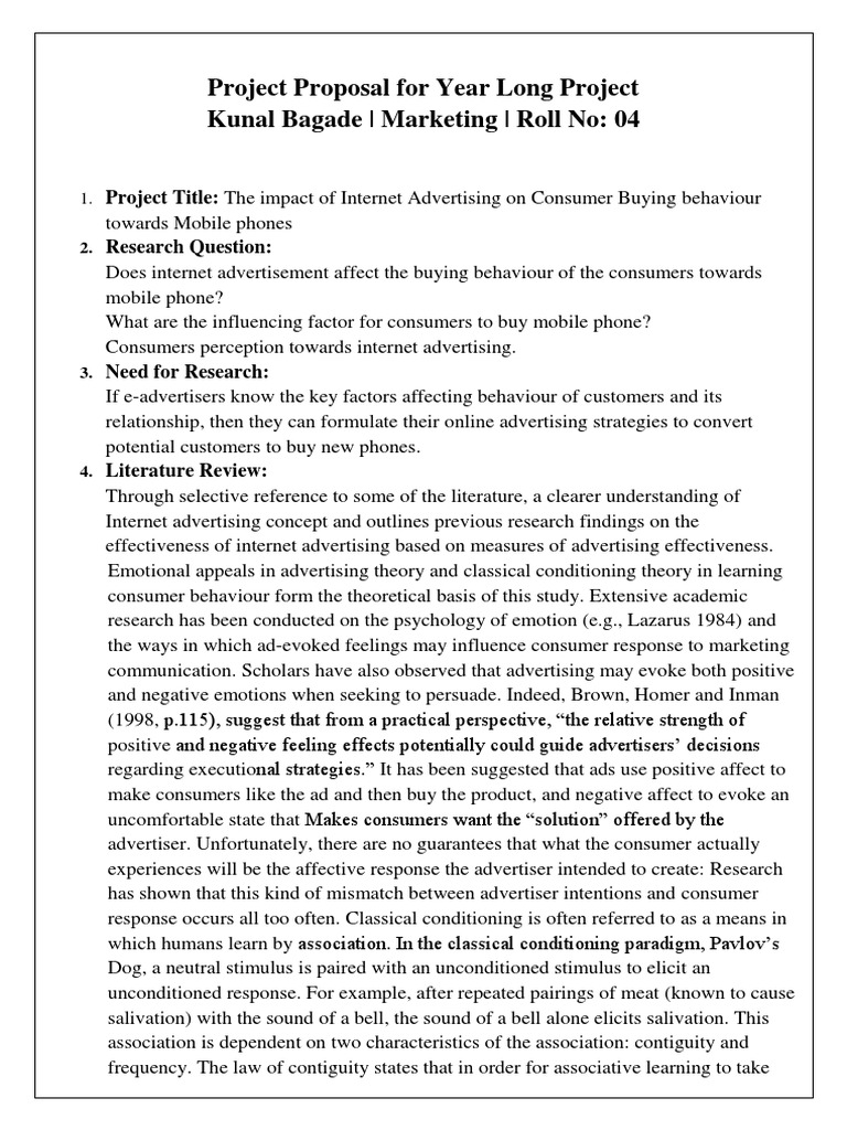 Project Proposal For Year Long Project Kunal Bagade - Marketing - Roll ...