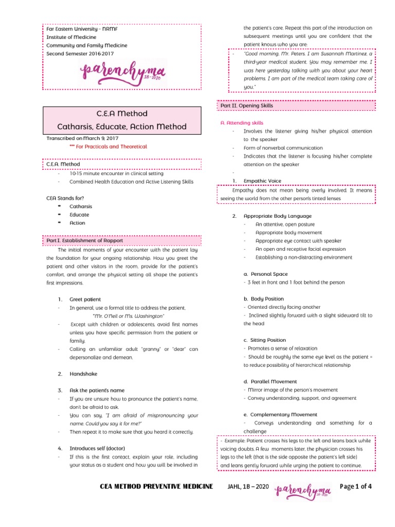 Cea Method Preventive Medicine: Page 1 of 4 | PDF