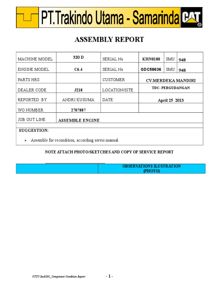 Assembly Report: 320 D 948 948 CV - Merdeka Mandiri | Download Free PDF ...