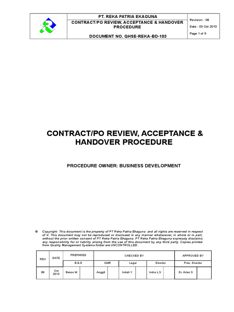Prosedur Contract Review | PDF | Project Management | Specification ...