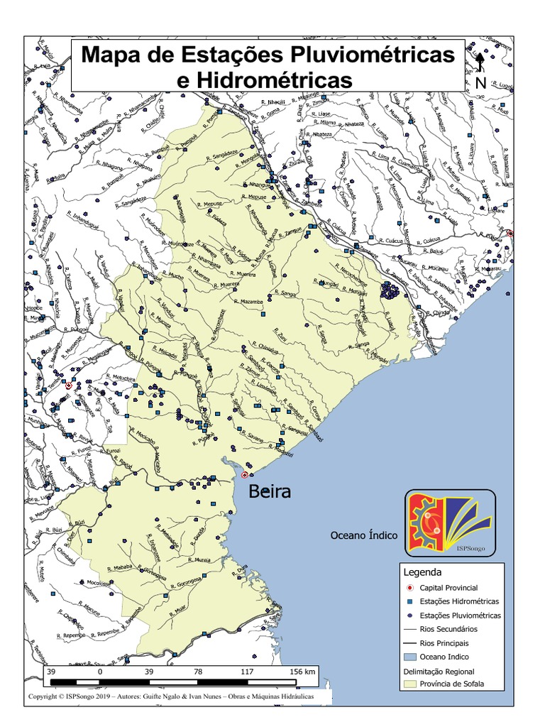 Mapa de Estacoes Pluviométricas e Hidrométricas Da Província de Sofala ...