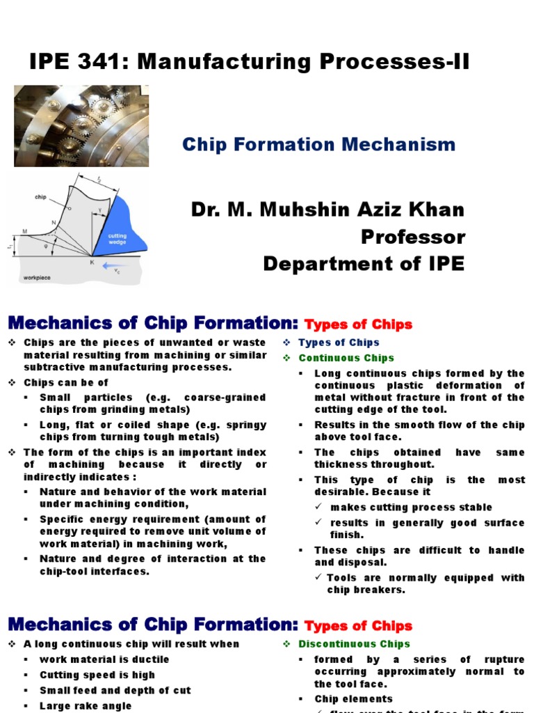 IPE 341 Chip Formation Mechanism | PDF | Machining | Fracture