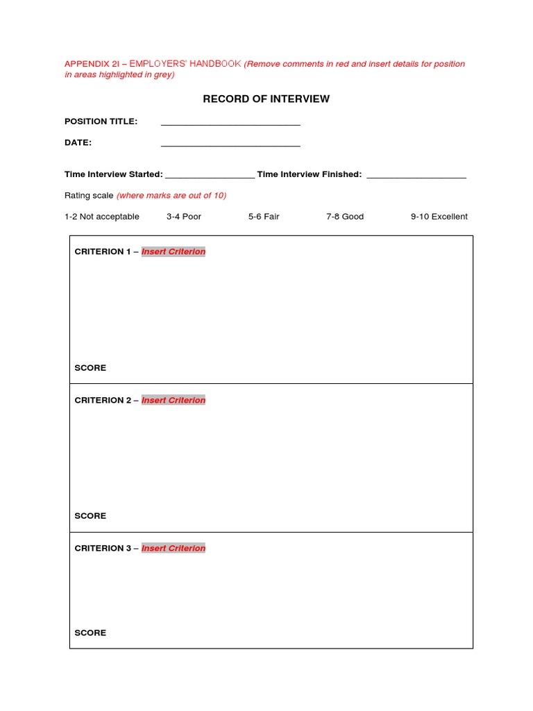 Interview Record Template | PDF | Business | Technology & Engineering