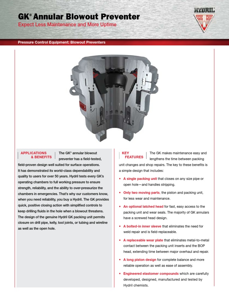 Hydril GK Annular Data | PDF | Blowout (Well Drilling) | Chemical ...
