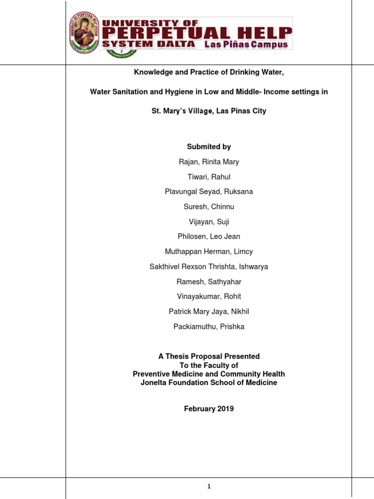 Reserch Proposal | PDF | Survey Methodology | Drinking Water