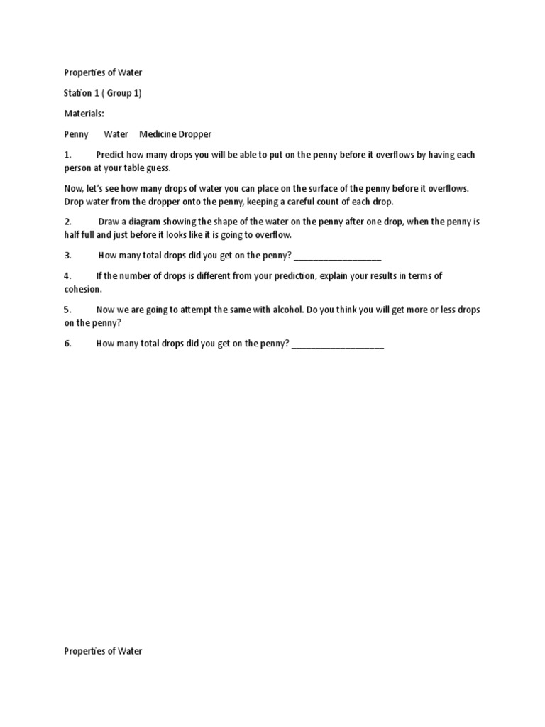 Properties of Water - Activity | PDF | Solubility | Properties Of Water