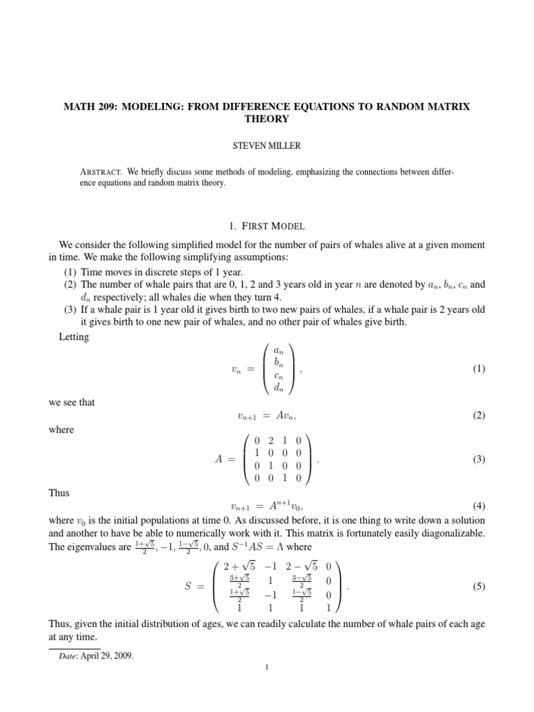 Models Diff Eq | PDF | Matrix (Mathematics) | Applied Mathematics