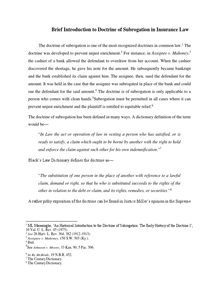 Introduction To Subrogation in Insurance | PDF | Subrogation | Equity (Law)
