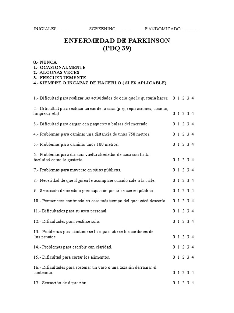PDQ 39 | PDF | Bienestar | Medicina