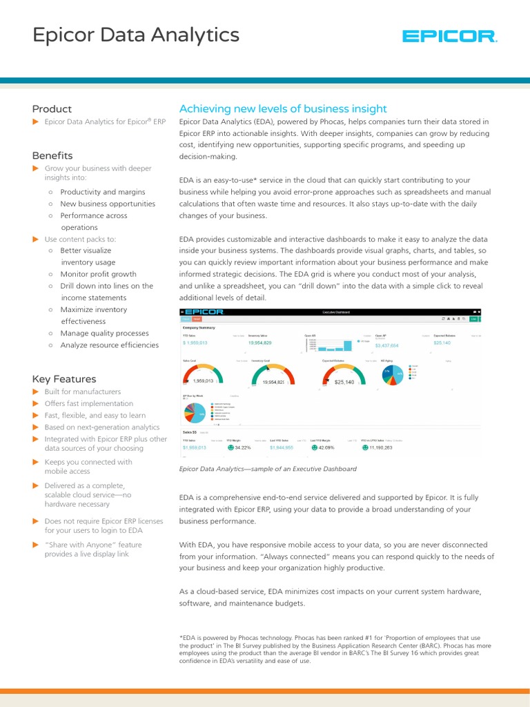 Fact Sheet - Epicor ERP Data Analytics | PDF | Enterprise Resource ...