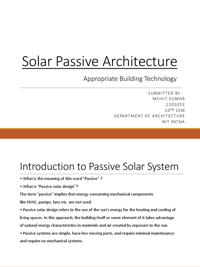Solar Passive Architecture: Appropriate Building Technology | PDF ...