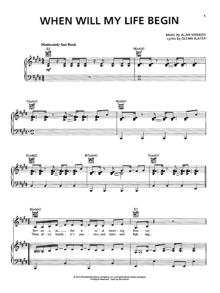 When Will My Life Begin Sheet Music PDF | PDF