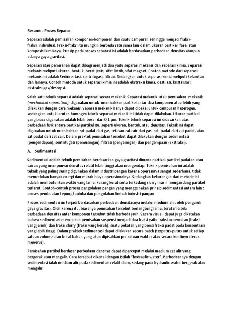 Resume Proses Separasi | PDF