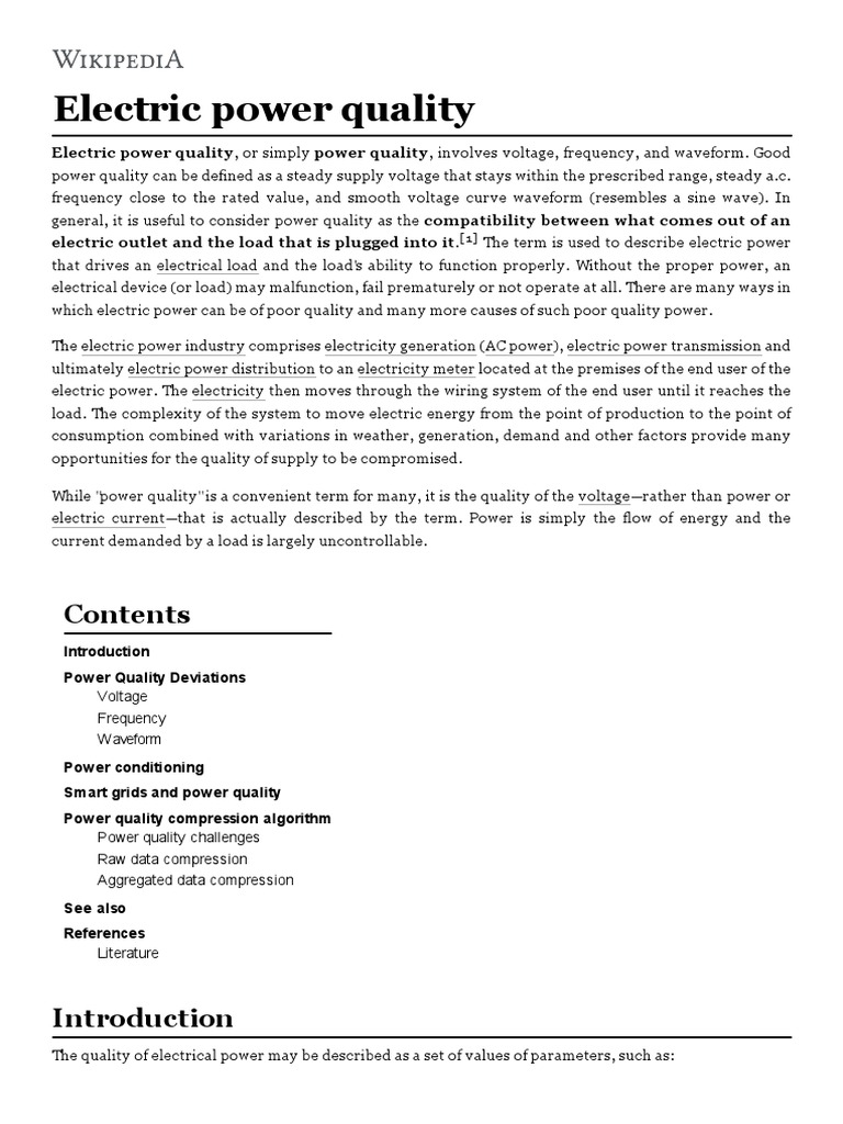 Electric Power Quality - Wikipedia | PDF | Electric Power | Electrical ...