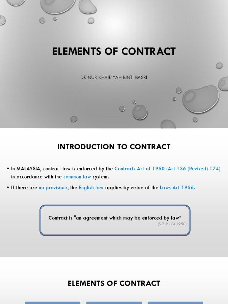 Ch1a. Elements of Contract | PDF | Offer And Acceptance | Consideration