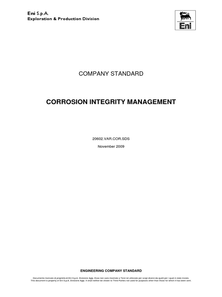 Eni corrosion integrity management standard | PDF | Corrosion | Risk